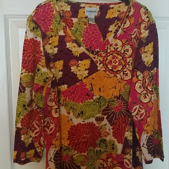 Chico's | Tops | Soft Cotton Bright Colored Tunic Top | Poshmark